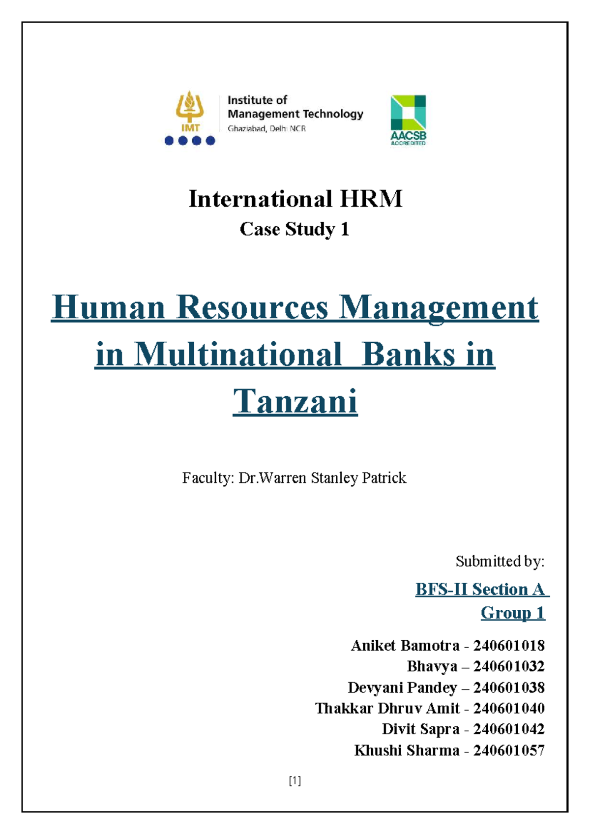 Case Study 1: HRM in Multinational Banks in Tanzania - Studocu