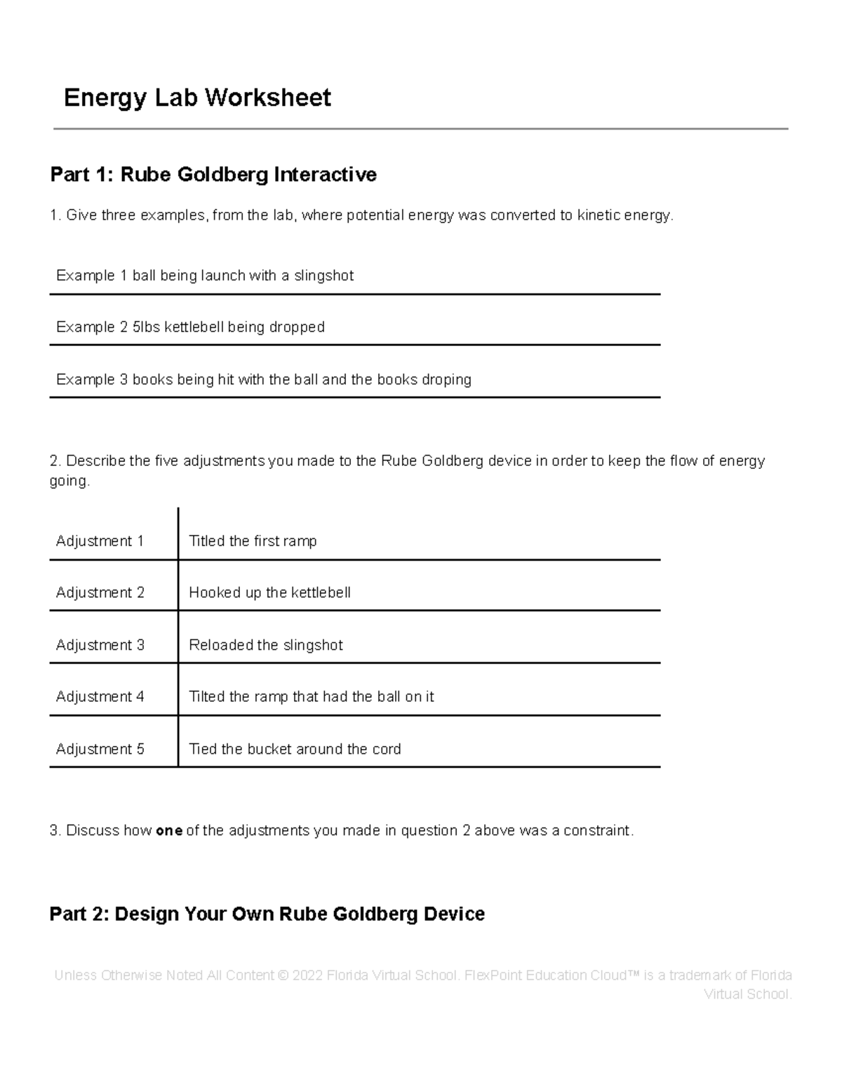 2.01 - Energy Lab Worksheet: Rube Goldberg Device Analysis - Studocu
