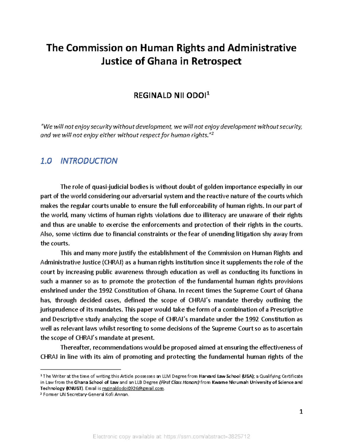 The Role of CHRAJ in Ghana's Human Rights Protection: A Retrospective ...