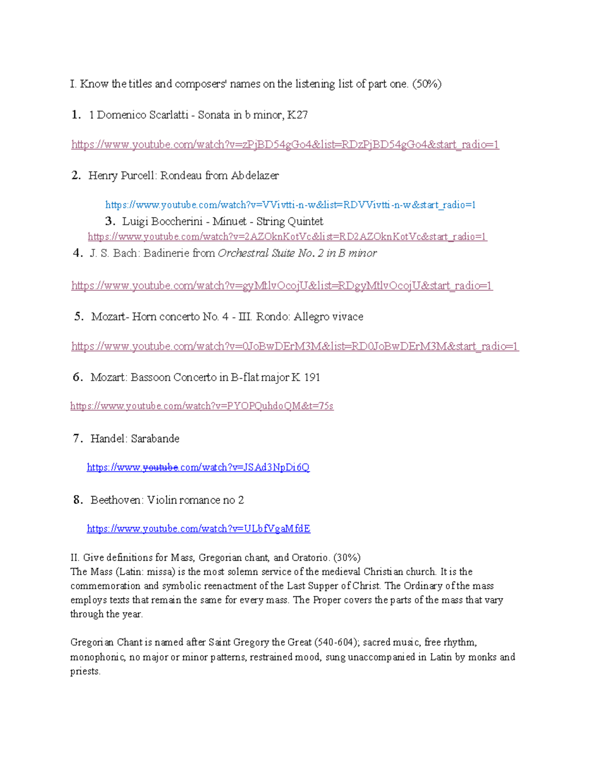 Baroque Music: Listening List & Definitions (MUS 101) - Studocu