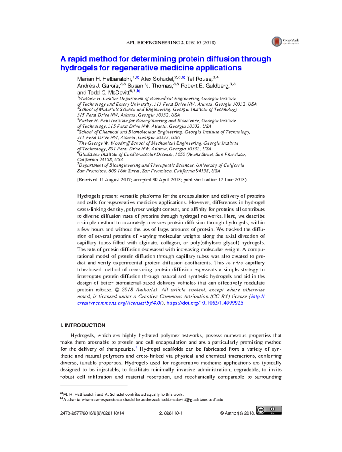 Rapid Protein Diffusion Analysis through Hydrogels in Regenerative ...
