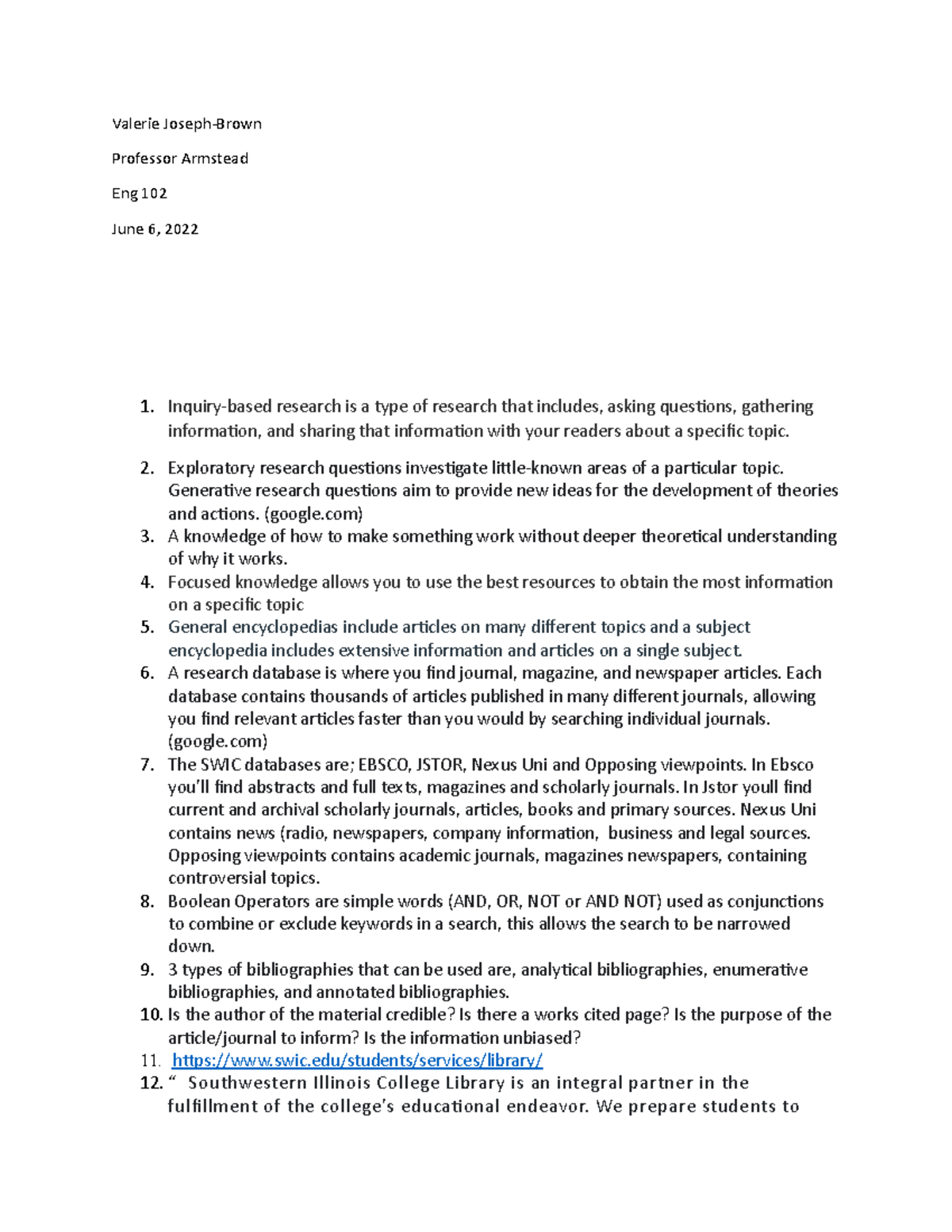 ENG 102 Assignment 2 - Valerie Joseph-Brown Professor Armstead Eng 102 ...