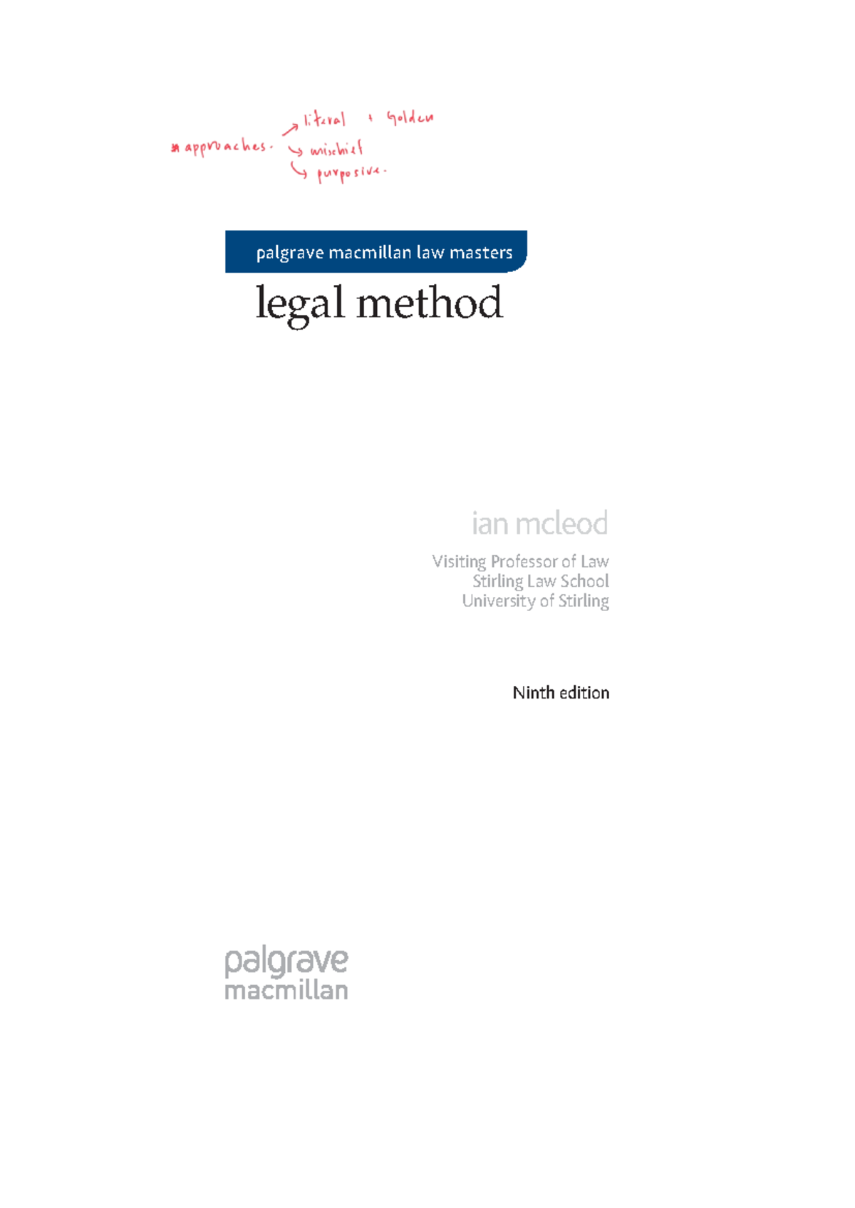 Legal Method (Ian Mc Leod) (Chapter 18 - Plain meanings mischiefs ...