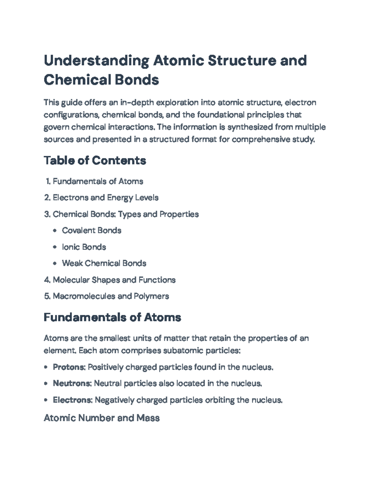 Understanding Atomic Structure & Chemical Bonds: A Study Guide - Studocu