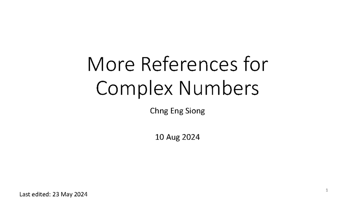 Complex Numbers & DFT Resources - Chng Eng Siong 8A Notes - Studocu