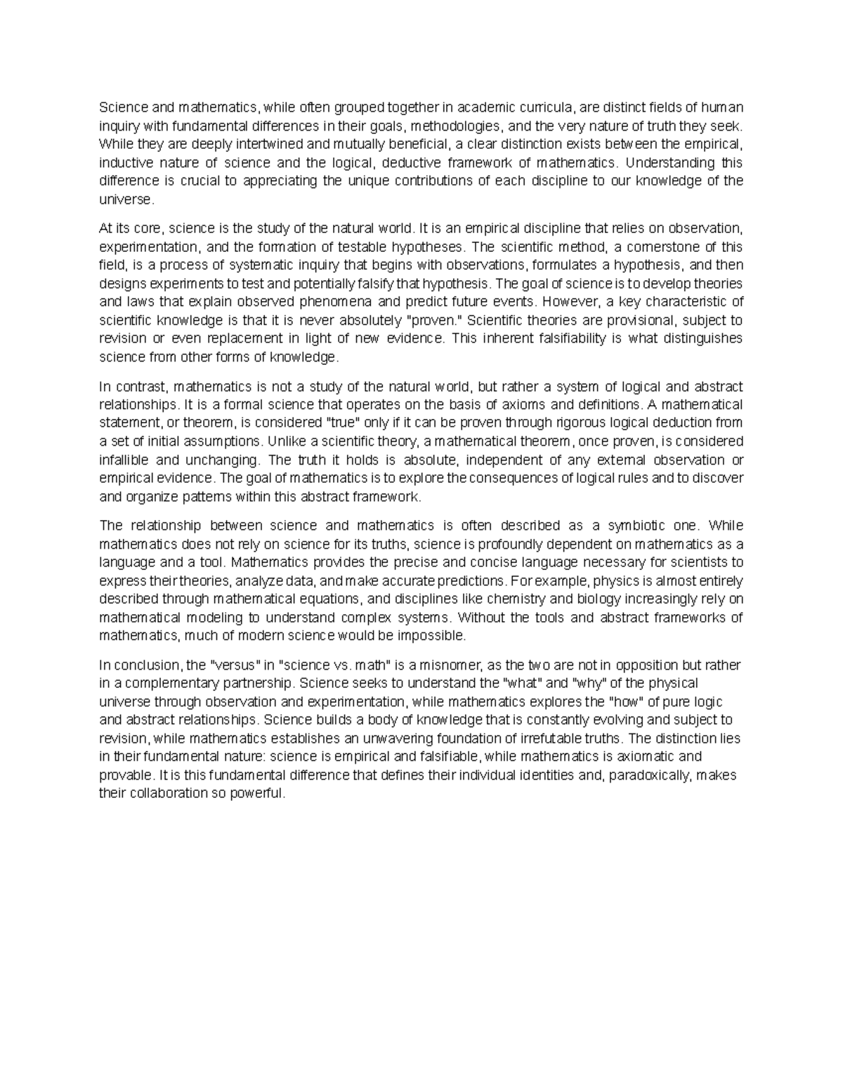 Science vs. Math: Understanding Their Distinct Roles in Inquiry - Studocu