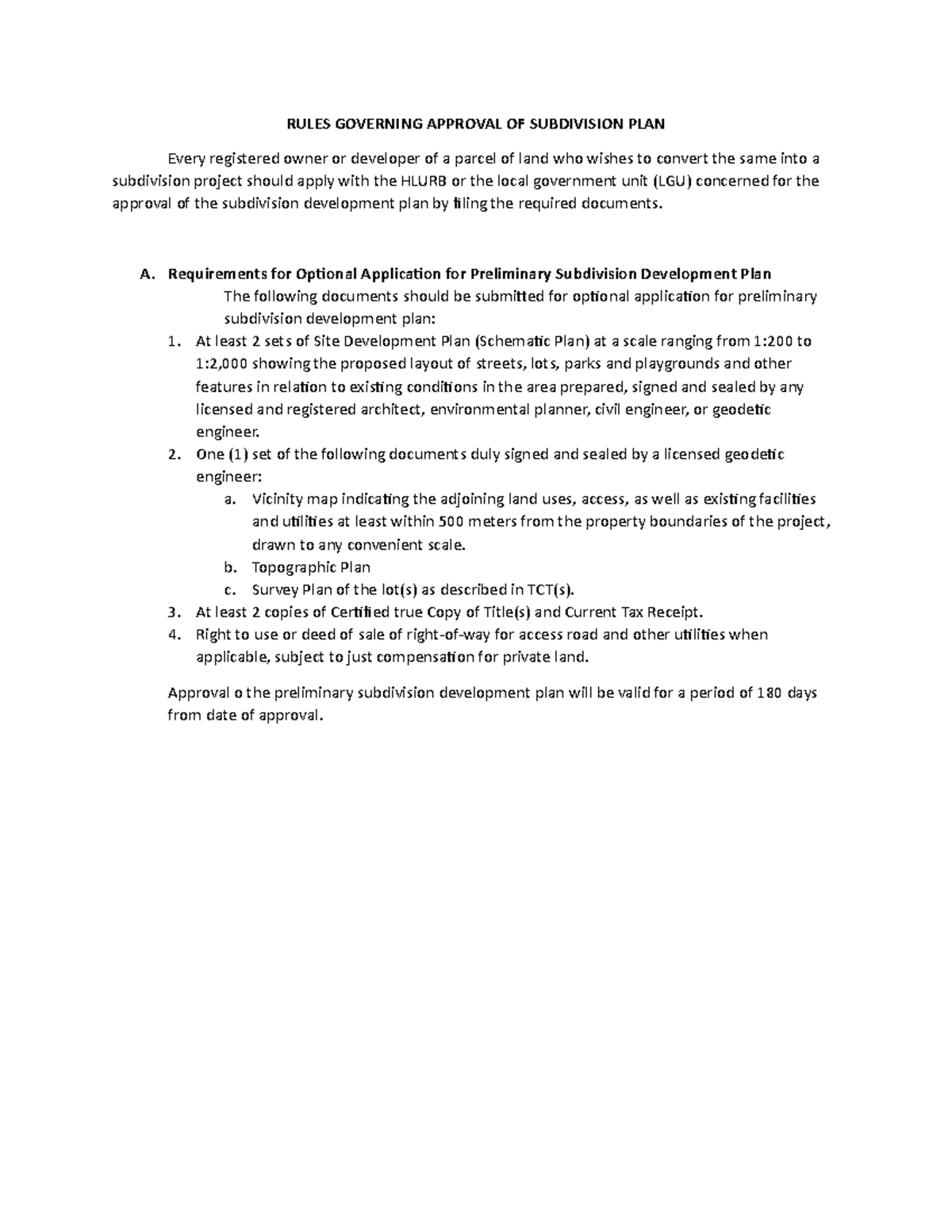 Subdivision Plan Approval Guidelines and Requirements - Studocu