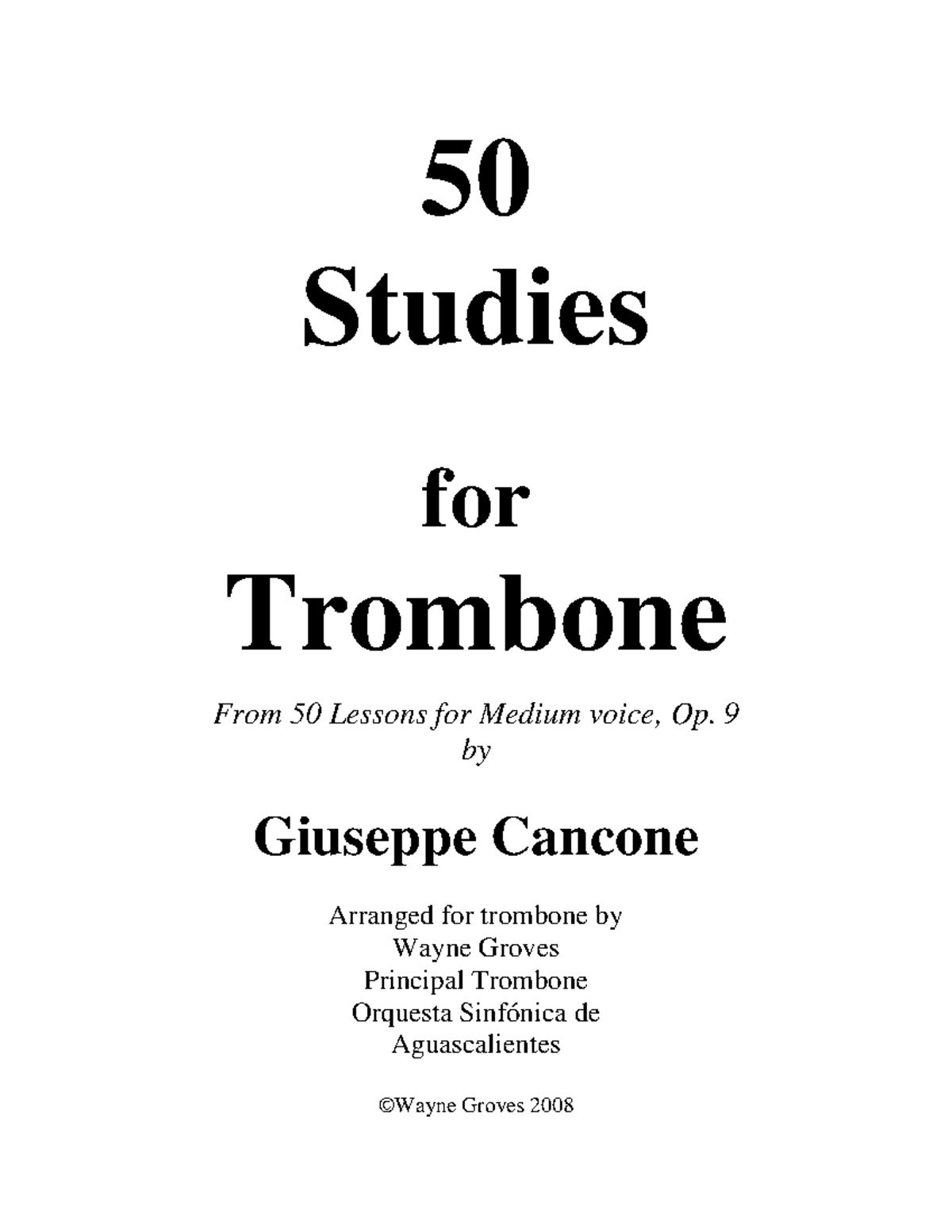 50 Studies for Trombone from Concone's Lessons, Op. 9 - Studocu