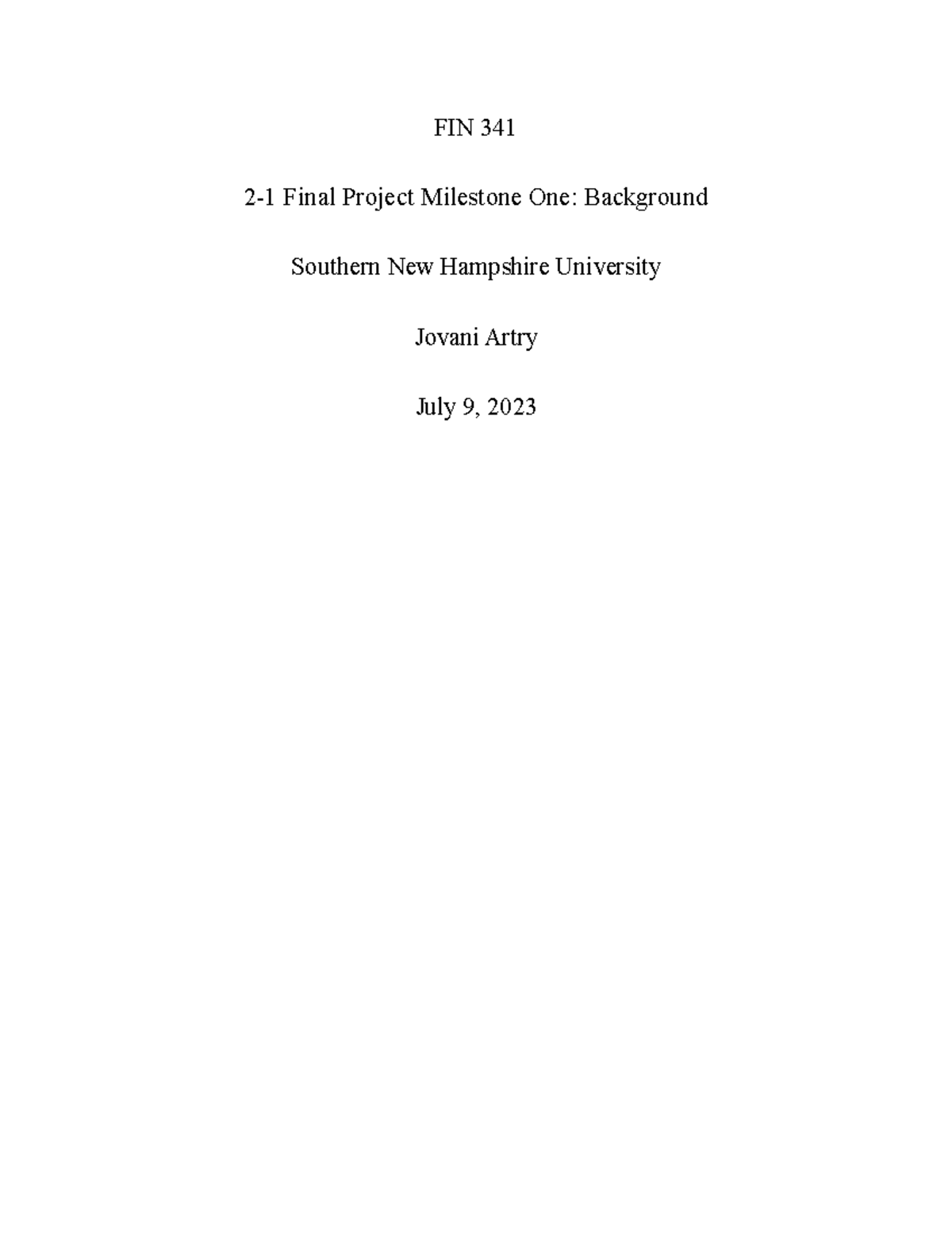 FIN 341 2-1 Final Project Milestone One: UBS Wealth Management Crisis ...