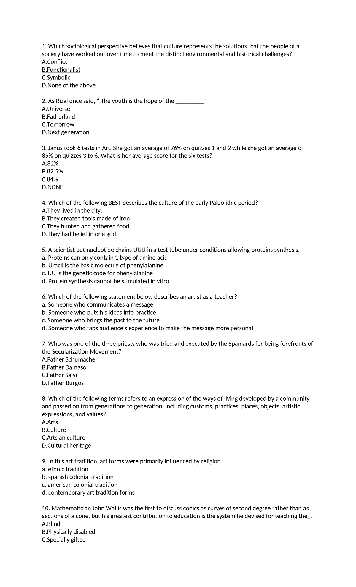 Gened Preboard 2024 - Comprehensive Review Questions and Answers - Studocu