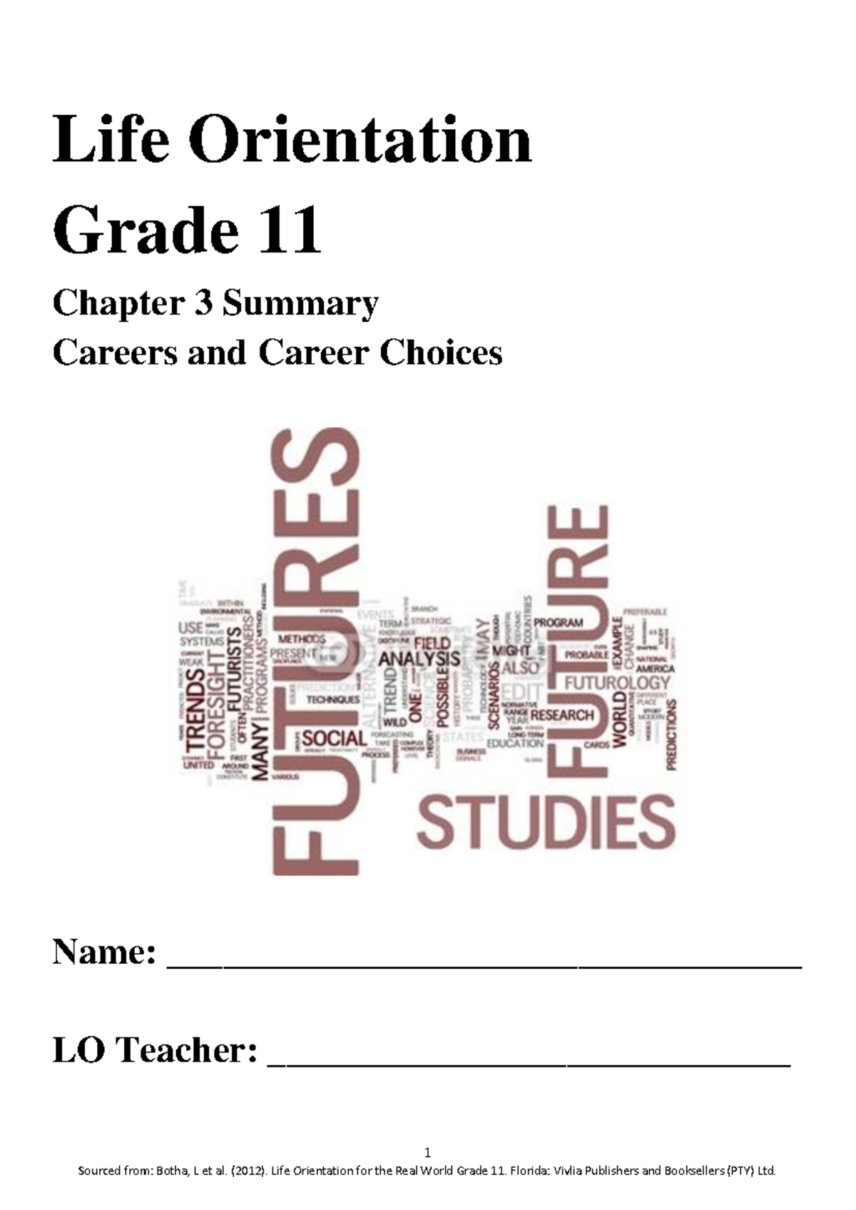 Chapter 3: Careers & Choices - Life Orientation Grade 11 Term 1 - Studocu