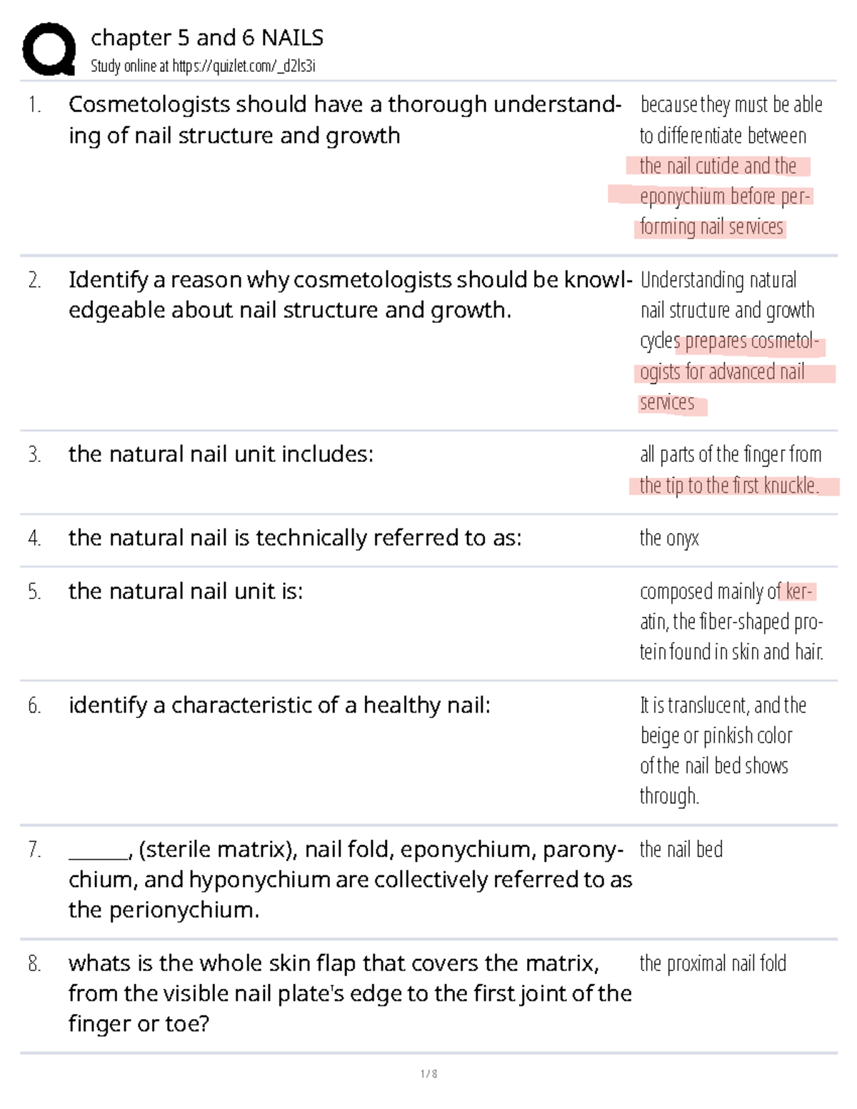 Chapter 5 & 6 Nails Study Guide for Cosmetology - Studocu