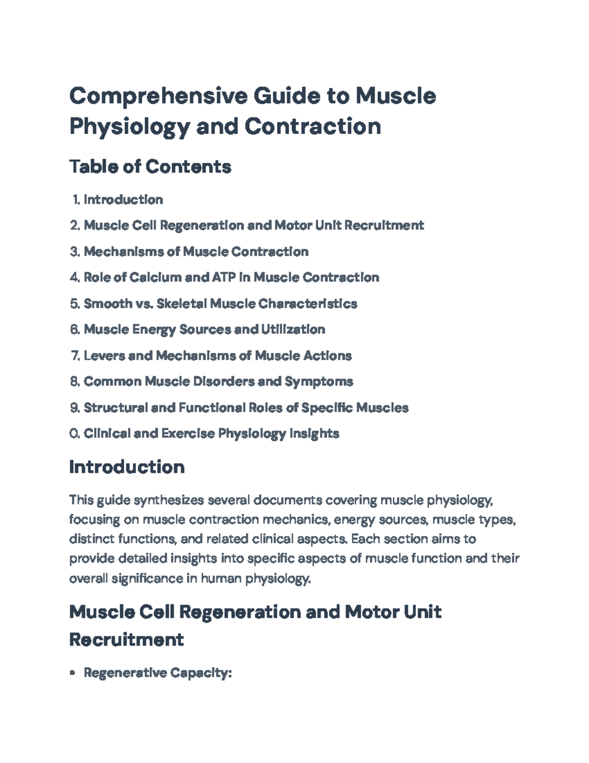 Muscle Physiology & Contraction Mechanisms: A Comprehensive Guide - Studocu