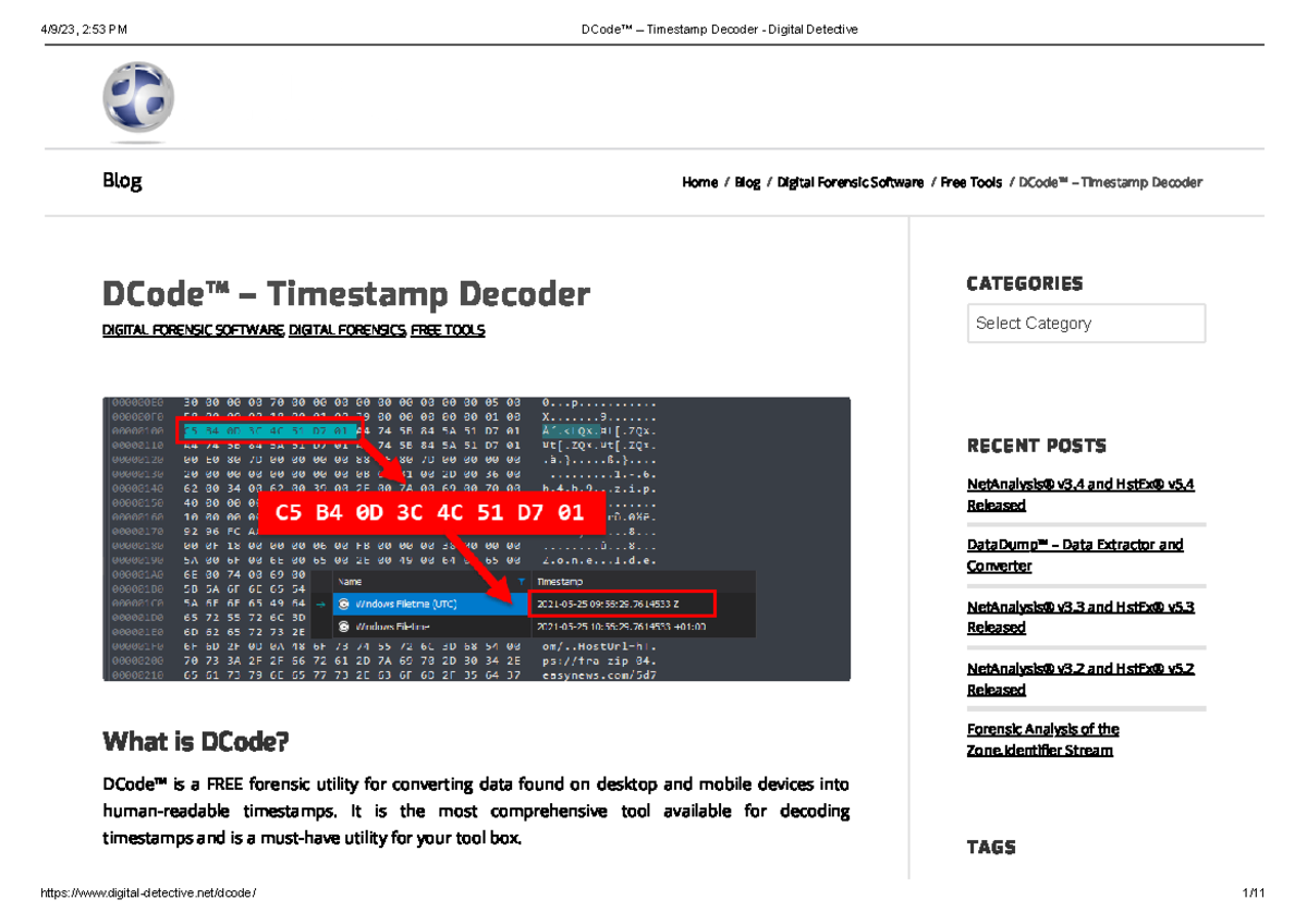 DCode™ Timestamp Decoder: A Free Forensic Utility Overview - Studocu