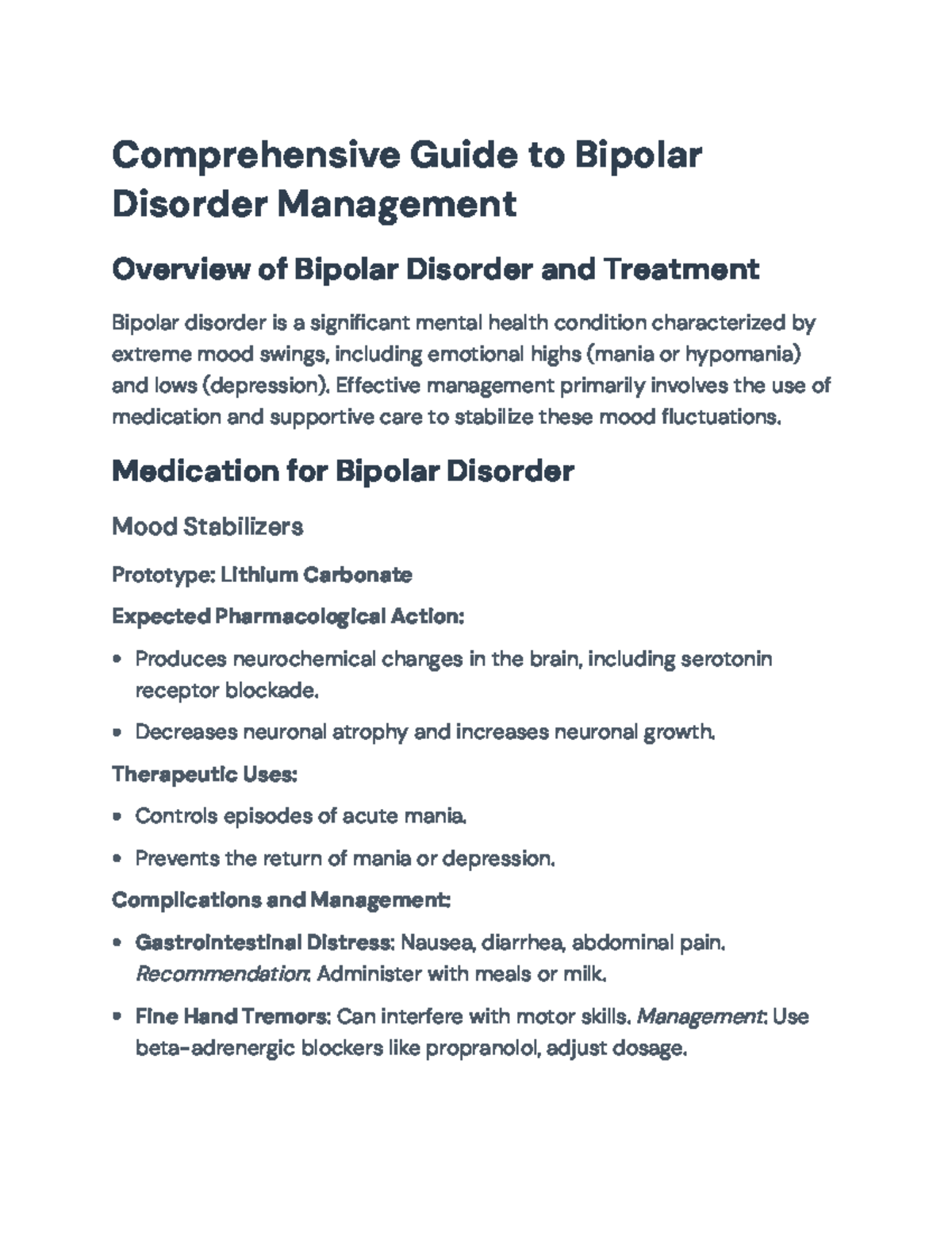 Comprehensive Guide to Bipolar Disorder Management (Nursing Course ...
