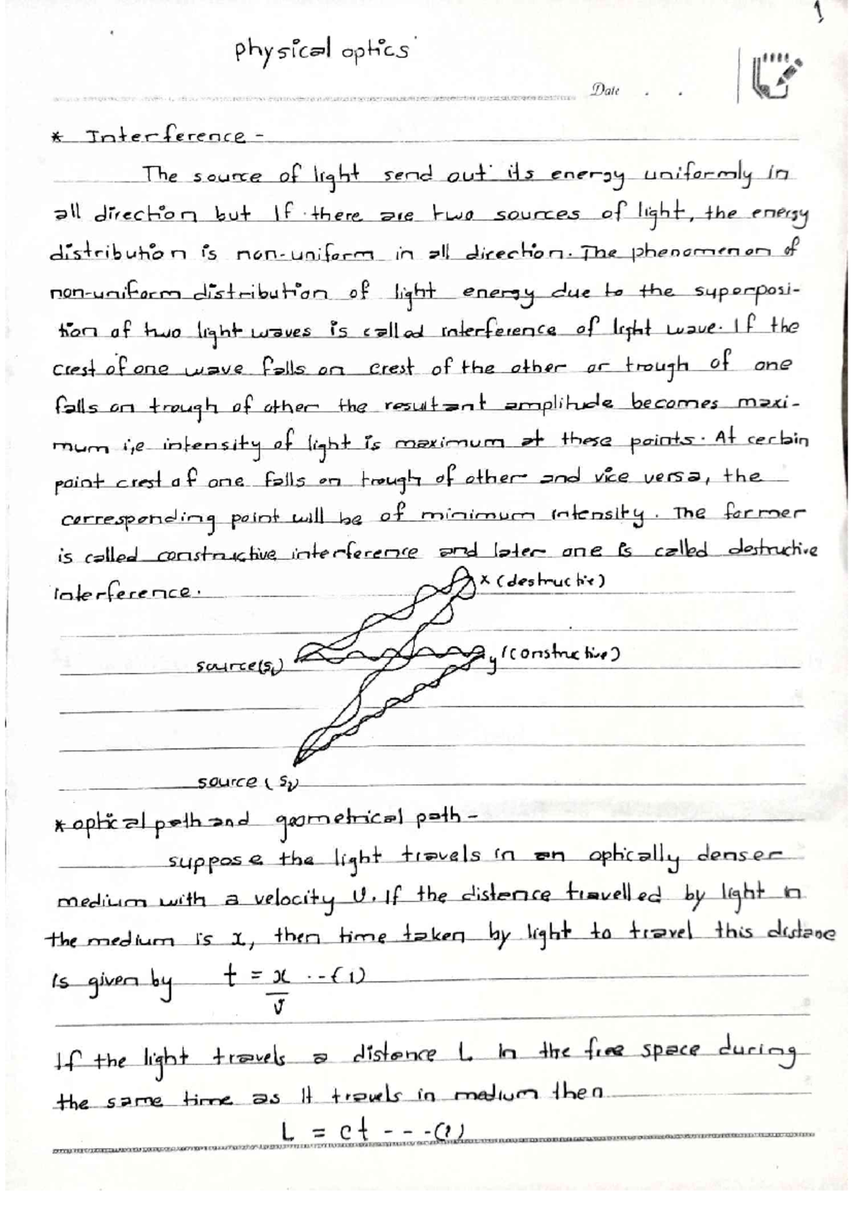 Applied Physics Lecture Notes on Physical Optics: Chapters 1-8 - Studocu