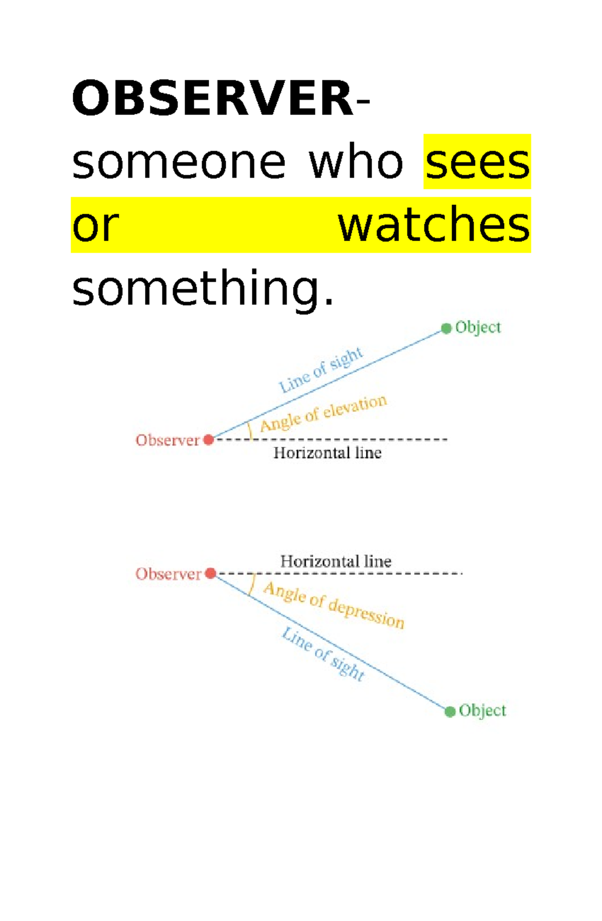 Physics 101 - Lecture Notes on Observation and Angles of Sight - Studocu