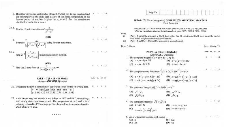 Maths May 23 - Mathematics questions paper - b. Heat flows through a ...