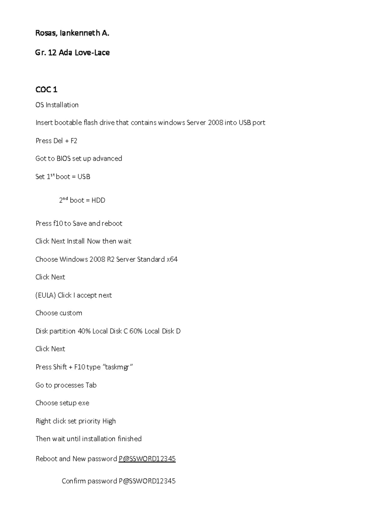 COC3 SETUP: Computer Server Installation and Network Configuration Guide - Studocu