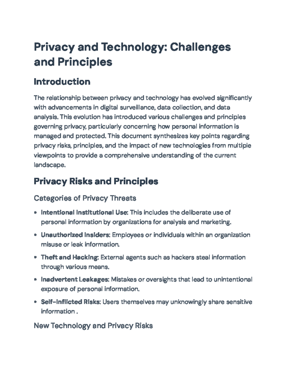 Privacy and Technology: Key Challenges & Principles Overview (CSE101 ...