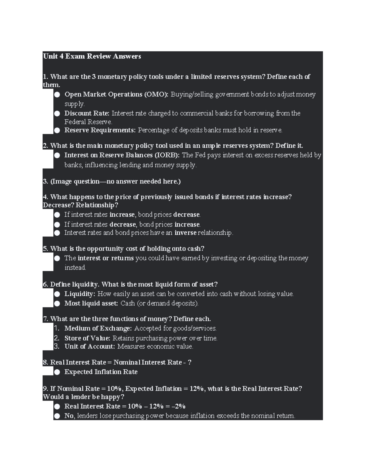 Unit 4 Exam Review Notes - AP Macro Econ - Studocu