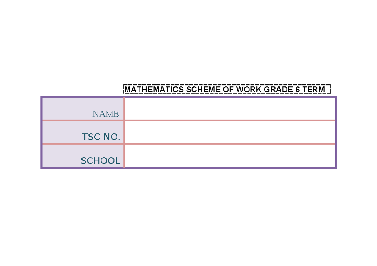 Grade 6 Mathematics Scheme of Work - Term 3 Overview - Studocu