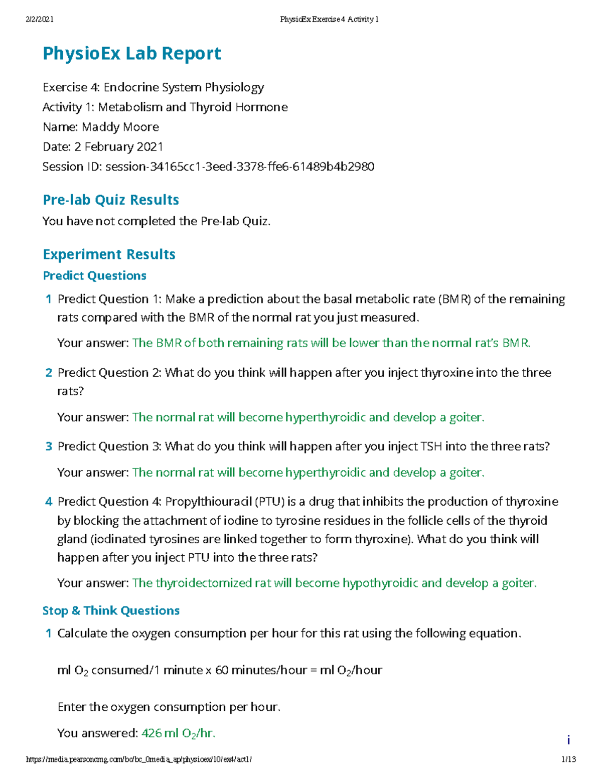 Physio Ex Exercise 4 Activity 1 - PhysioEx Lab Report Exercise 4 ...