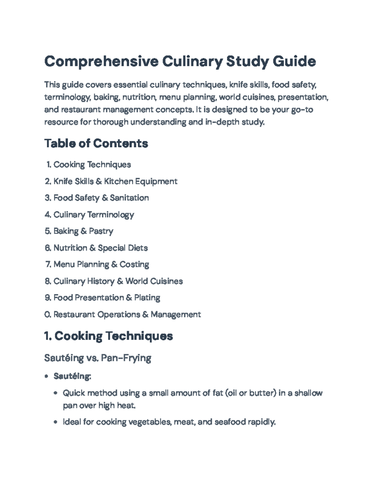 Culinary Mastery: Comprehensive Study Guide for Culinary Techniques ...