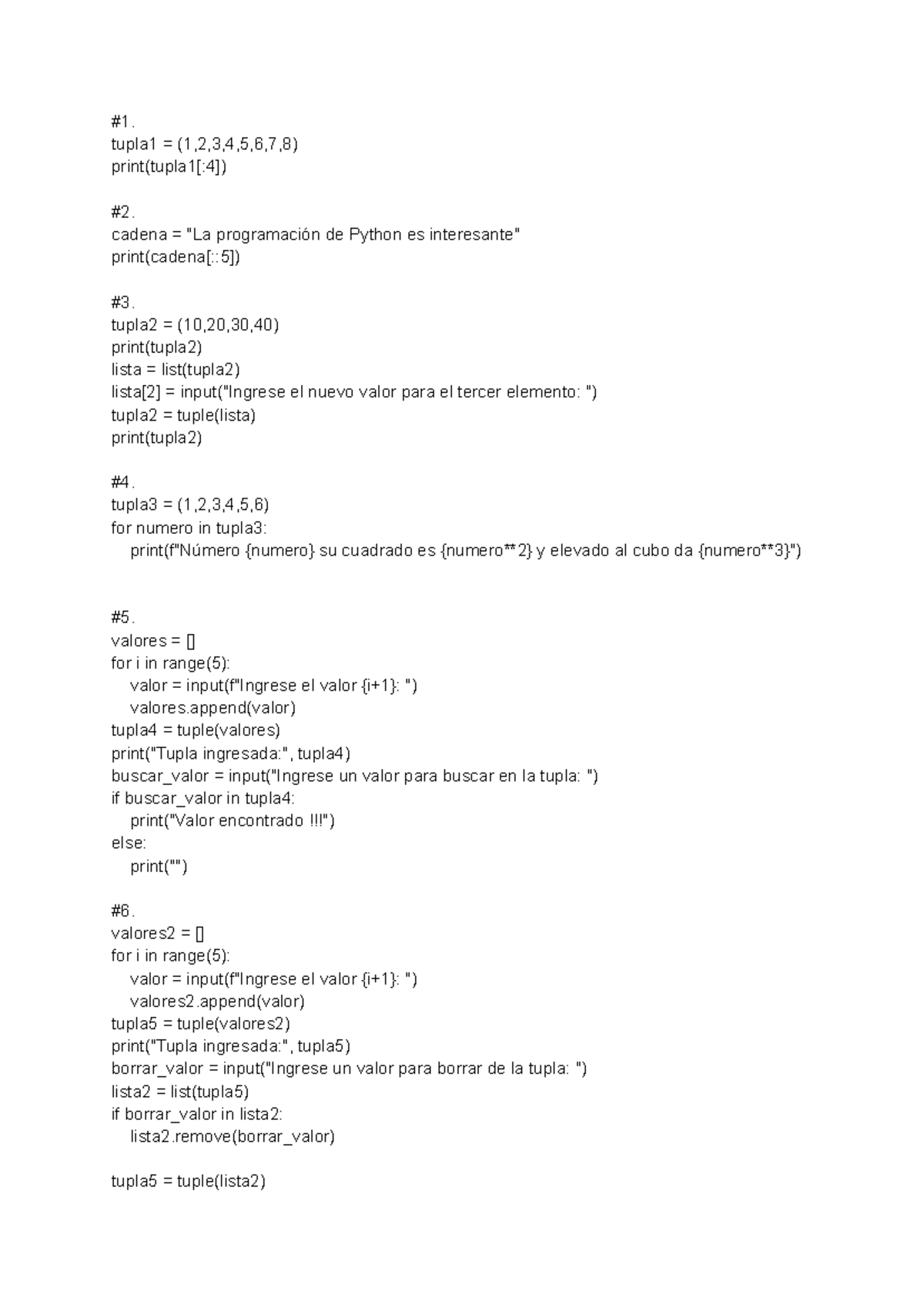 Práctica 3 - Tuplas en Python: Ejercicios y Ejemplos - Studocu