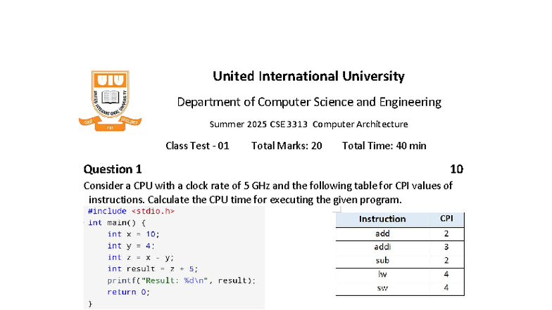 CT Questions and Answers - Midterm CSE 3313 Summer 2025 - Studocu