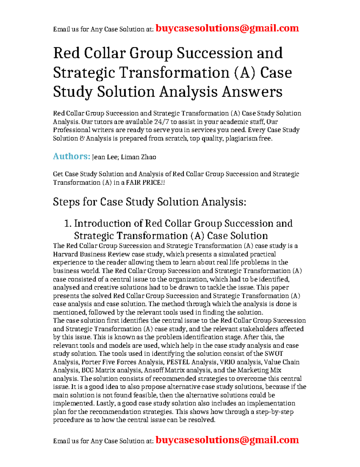 Red Collar Group Succession & Strategic Transformation (A) Case Study ...