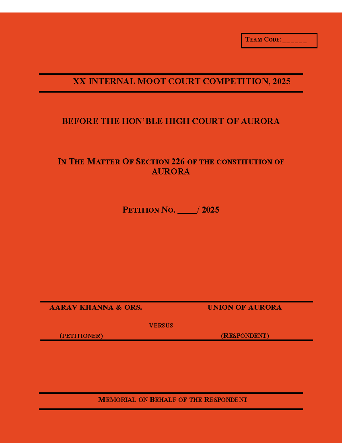 K.C. Law College XX Internal Moot Court Competition 2025 Respondent ...