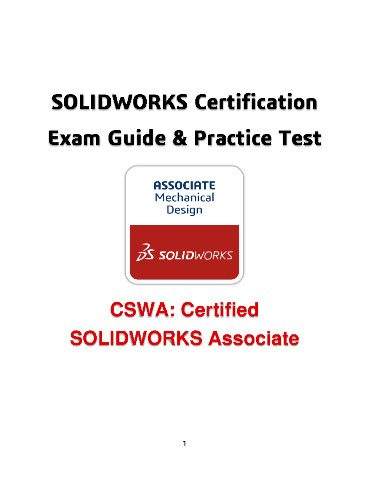 CSWA Exam 1 - SOLIDWORKS Certification Guide & Practice Test - Studocu