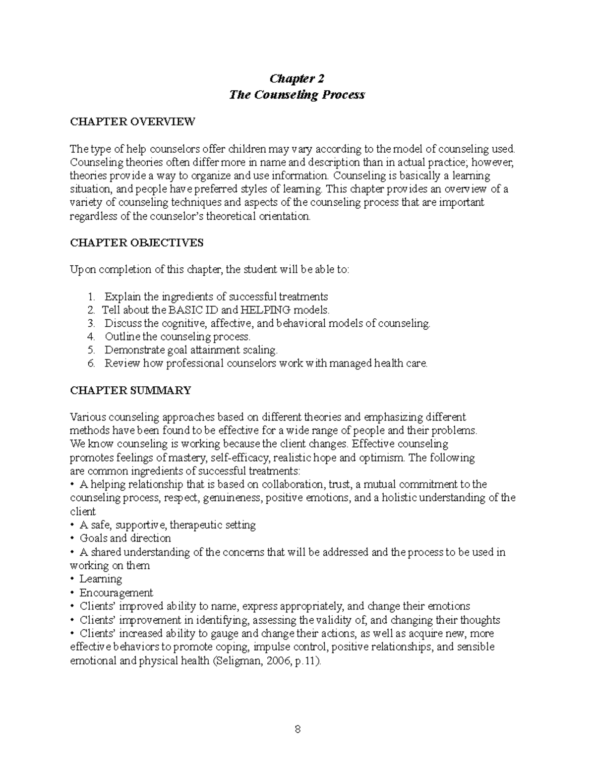 BASIC ID & Counseling Process Overview: Key Techniques & Models - Studocu