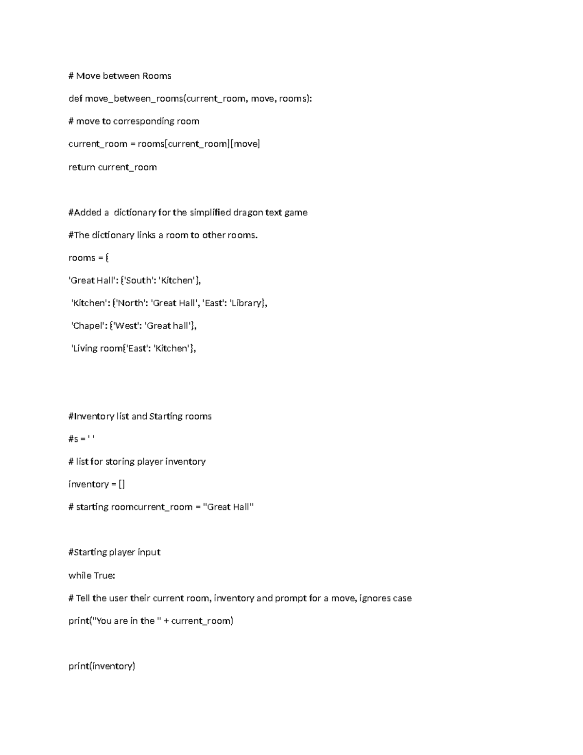 Week 6 Project: Pseudocode for Dragon Text Adventure Game - Studocu