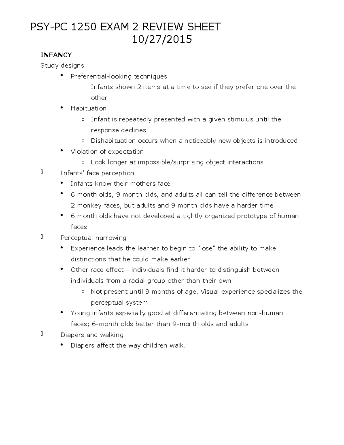 PSY-PC 1250 - Exam 2 Review Sheet - PSY-PC 1250 EXAM 2 REVIEW SHEET 10 ...