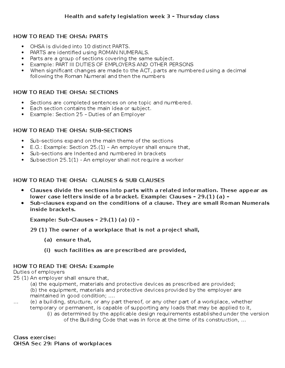 H&S LAW WEEK 3: Understanding OHSA Parts, Sections, and Due Diligence ...