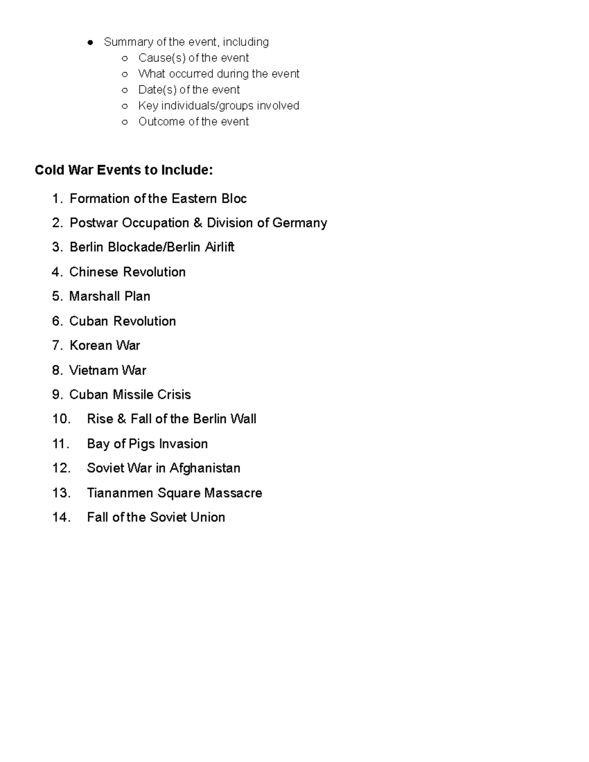 Unit 8: Mapping the Cold War Activities - Student Instructions ...