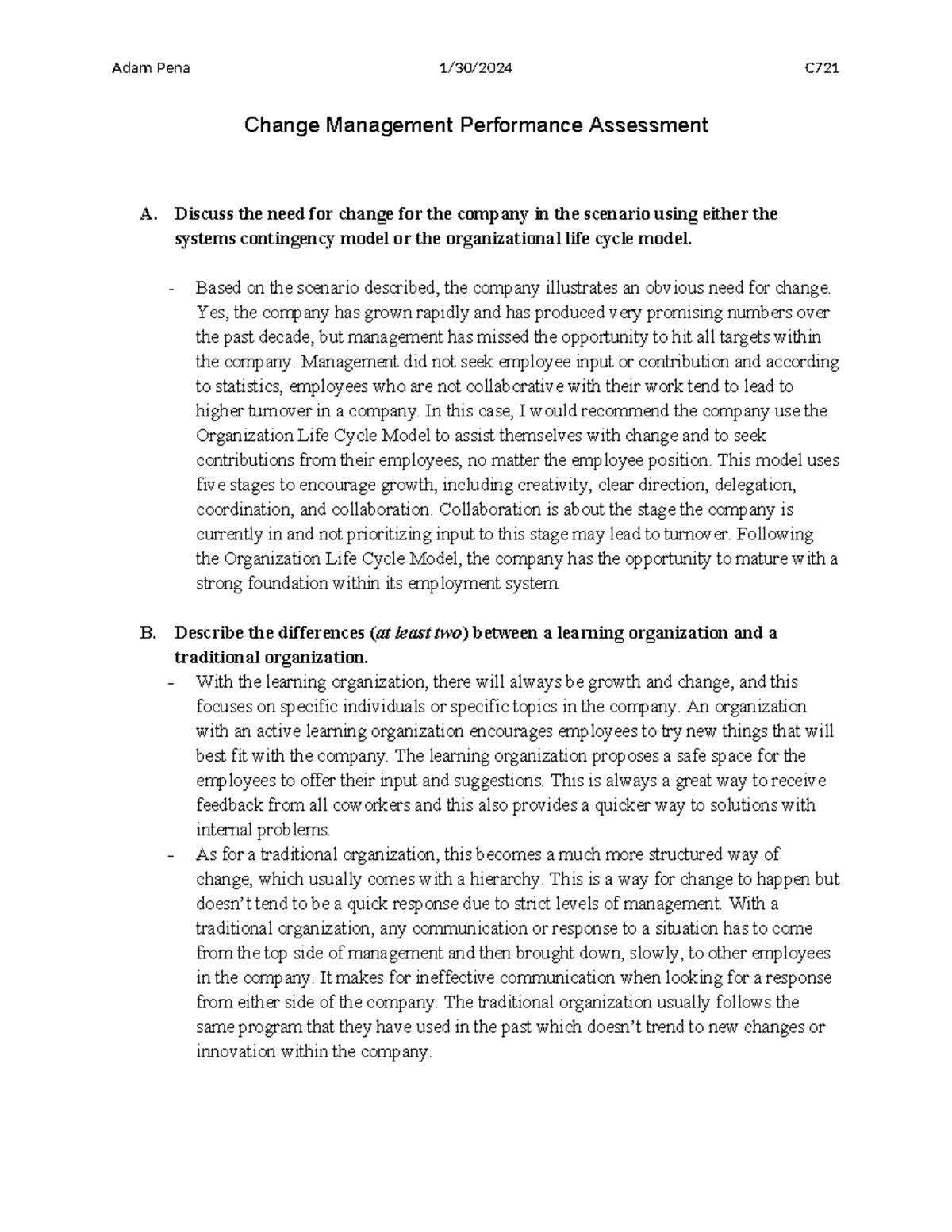 C721-Task 1 Adam - Completed Final task 1 - 1st try - Change Management ...