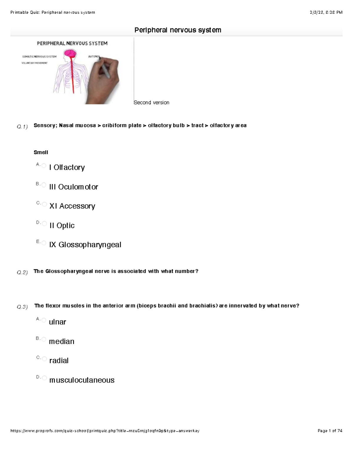 Peripheral Nervous System Study Notes: Key Concepts & Cranial Nerves ...
