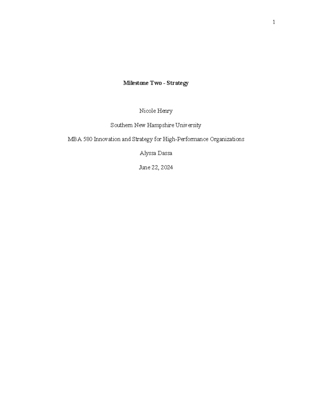 MBA 580 Milestone Two Strategy Analysis: Market Share Insights - Studocu