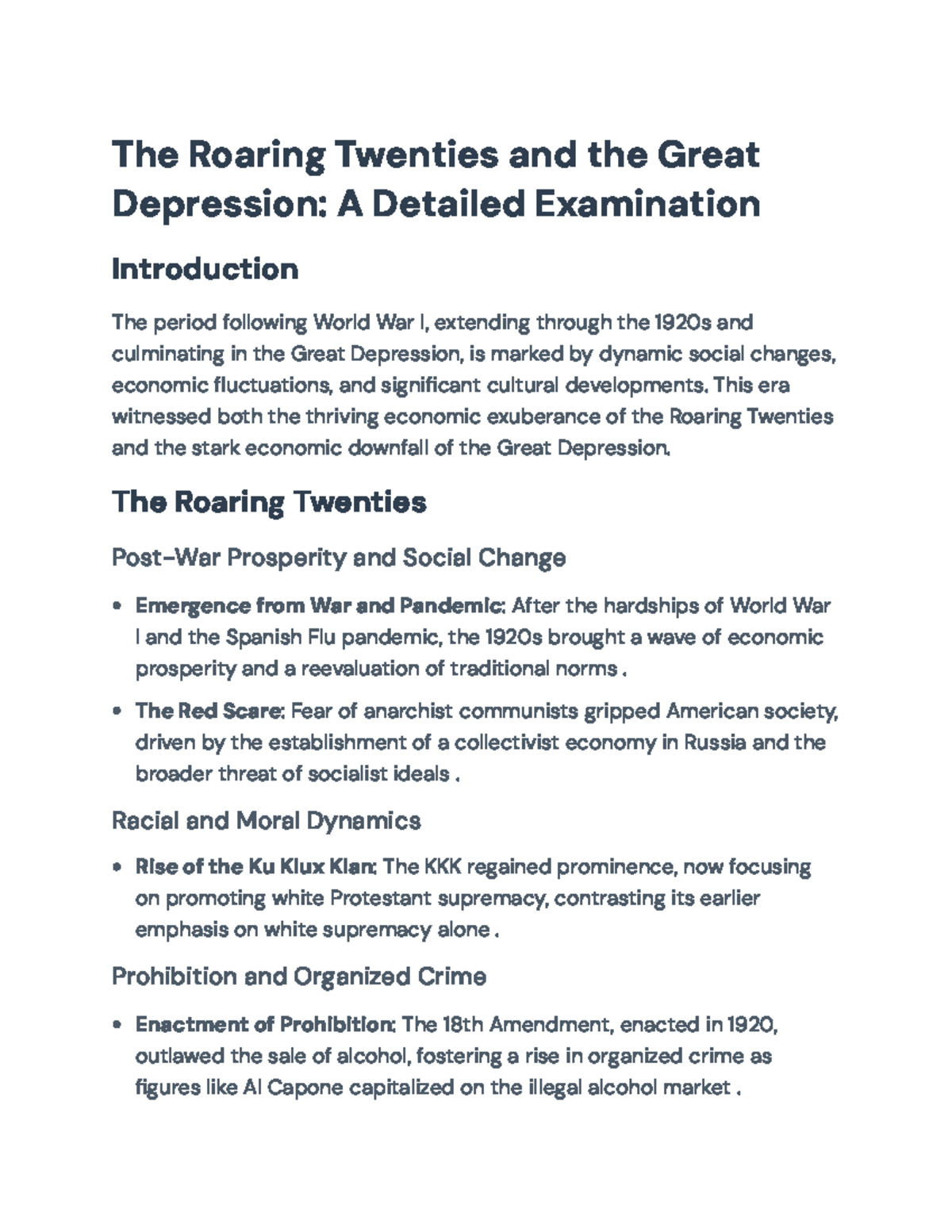 The Roaring Twenties and Great Depression: A Comprehensive Analysis ...