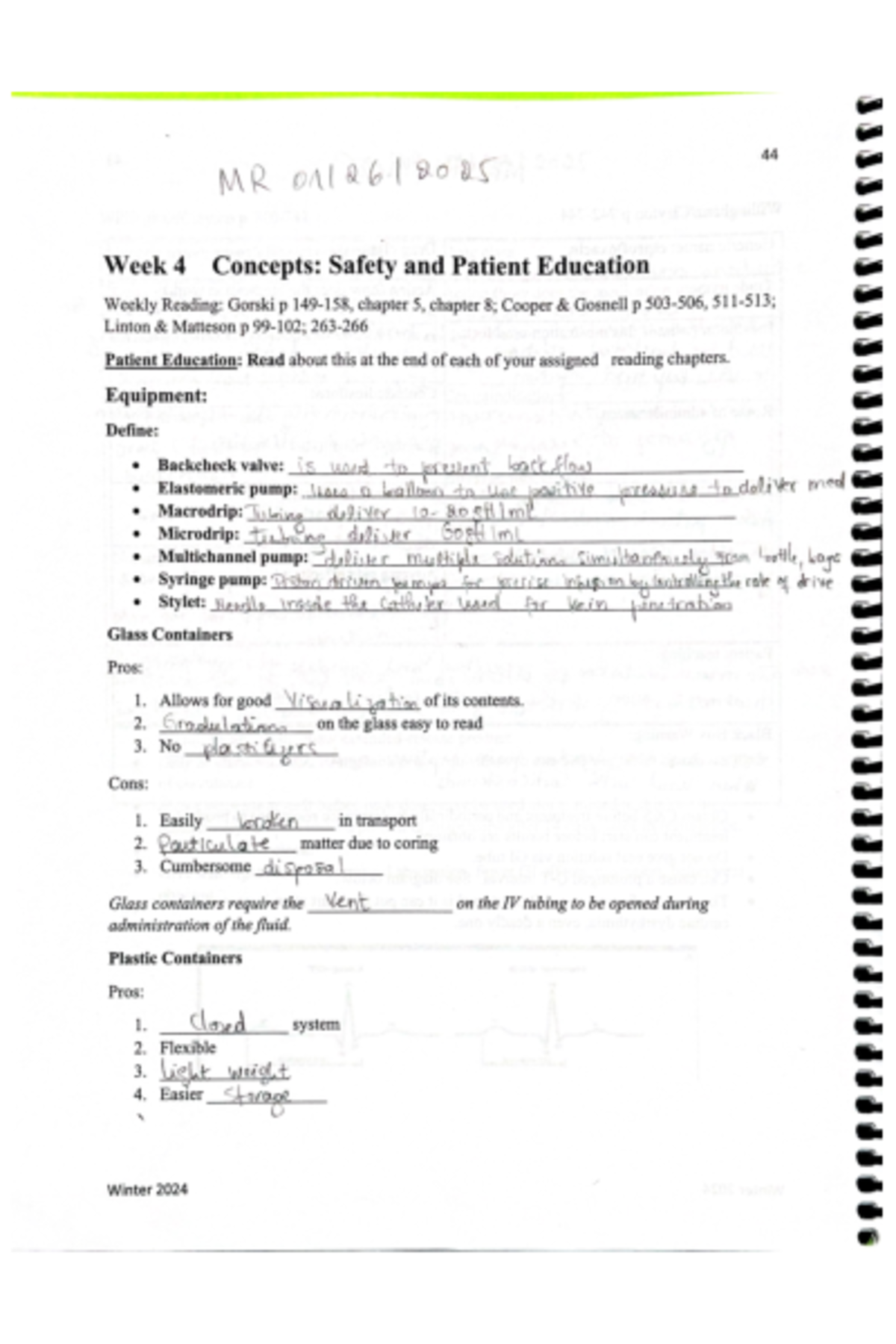 172 MR Week 4 - Pre-Class Assignments: Patient Safety & Education Concepts - Studocu