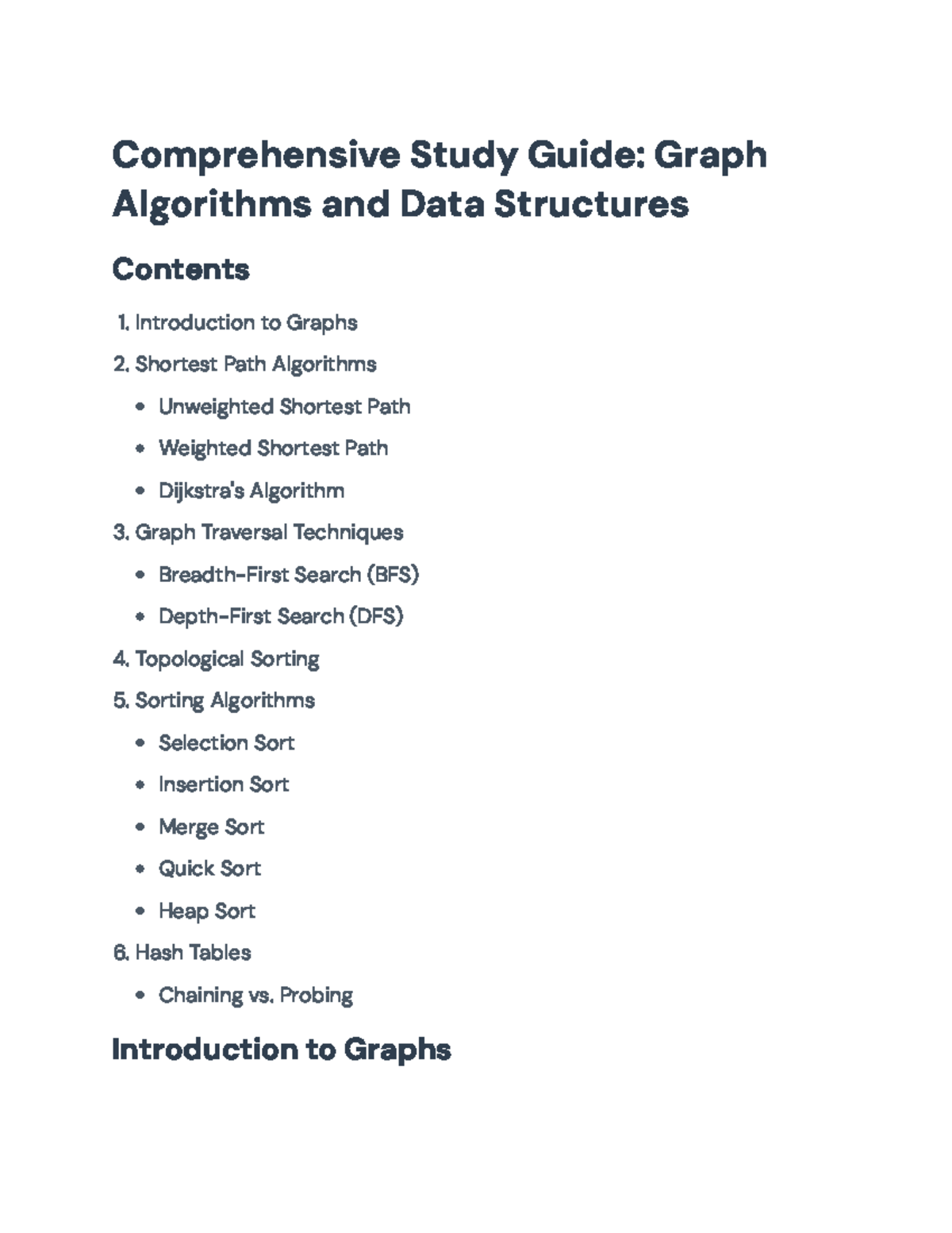 Comprehensive Study Guide: Graph Algorithms and Data Structures ...