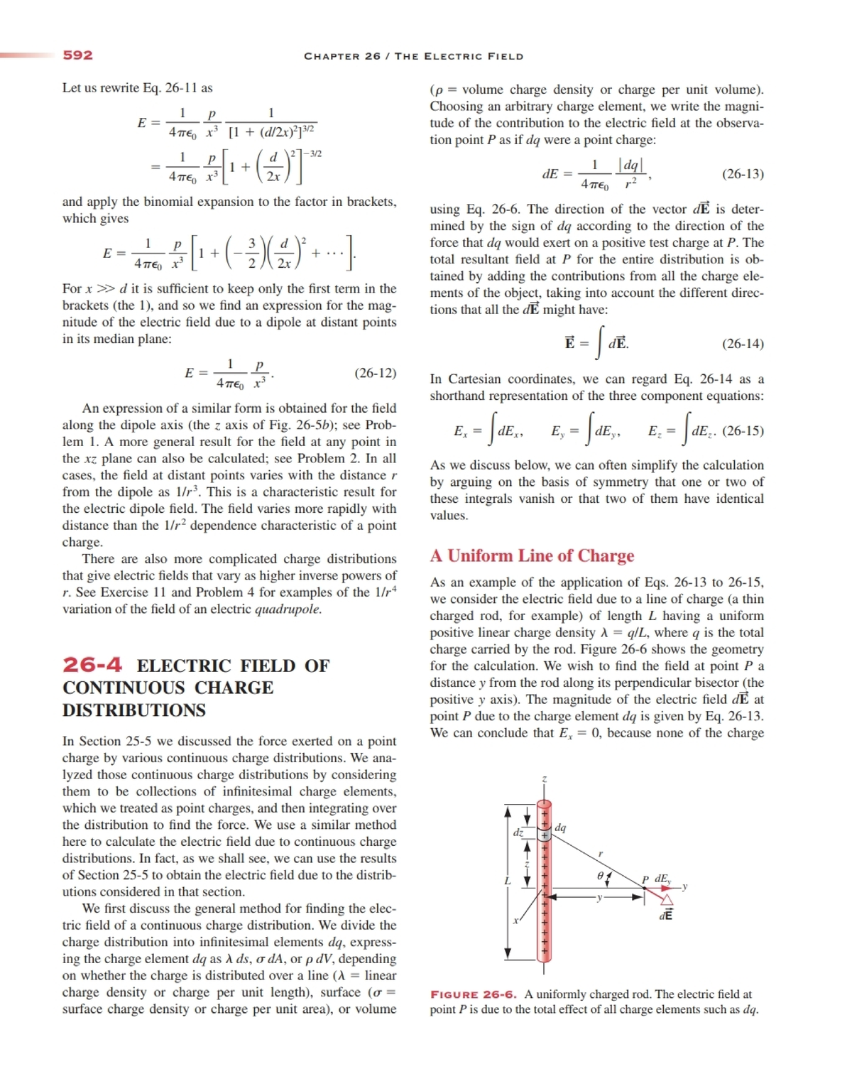 592 PHYSICS CHAPTER 26: ELECTRIC FIELD & CONTINUOUS CHARGE ...