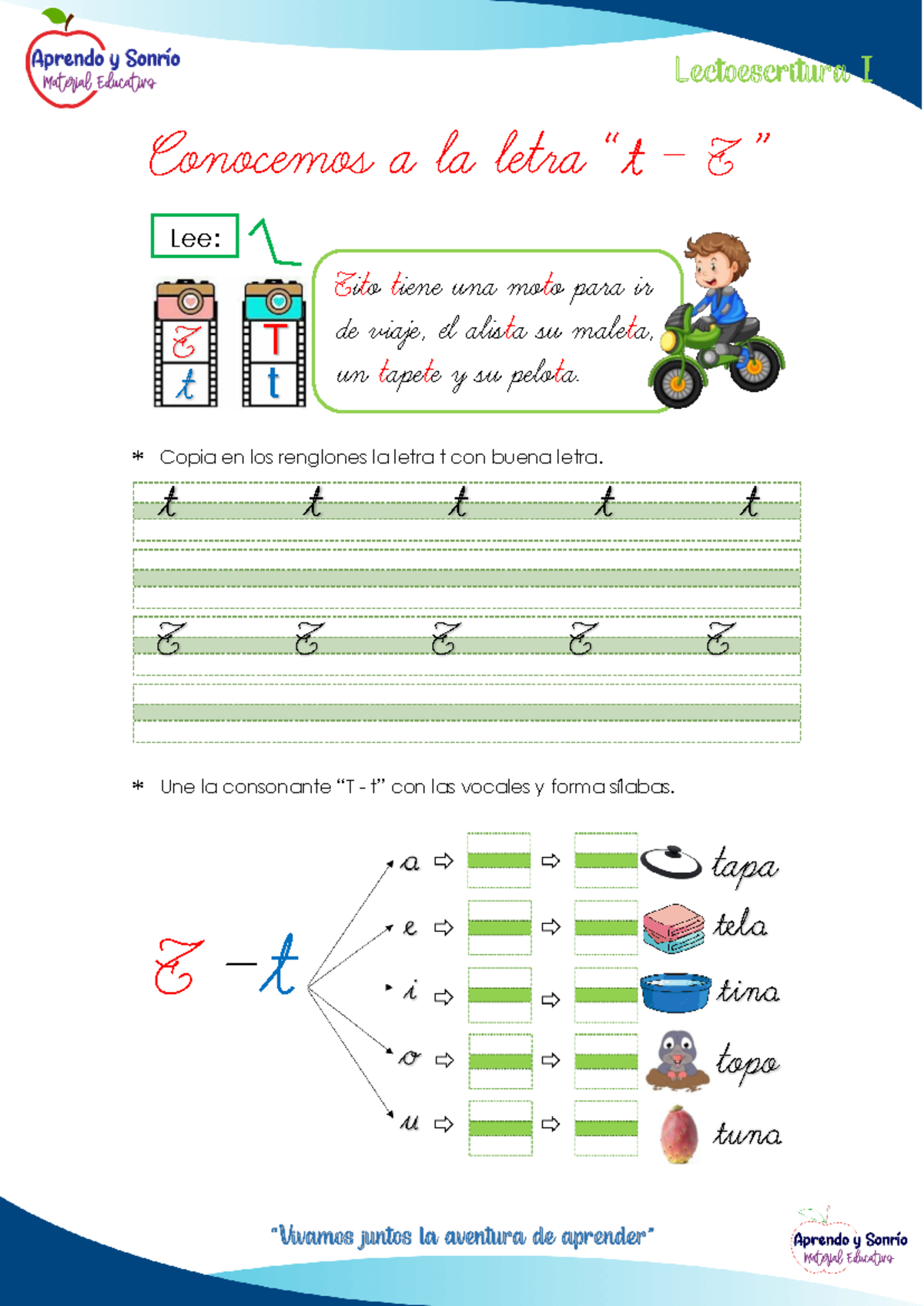 T - Ejercicios de refuerzo con la consonante "T" para aprender - Studocu