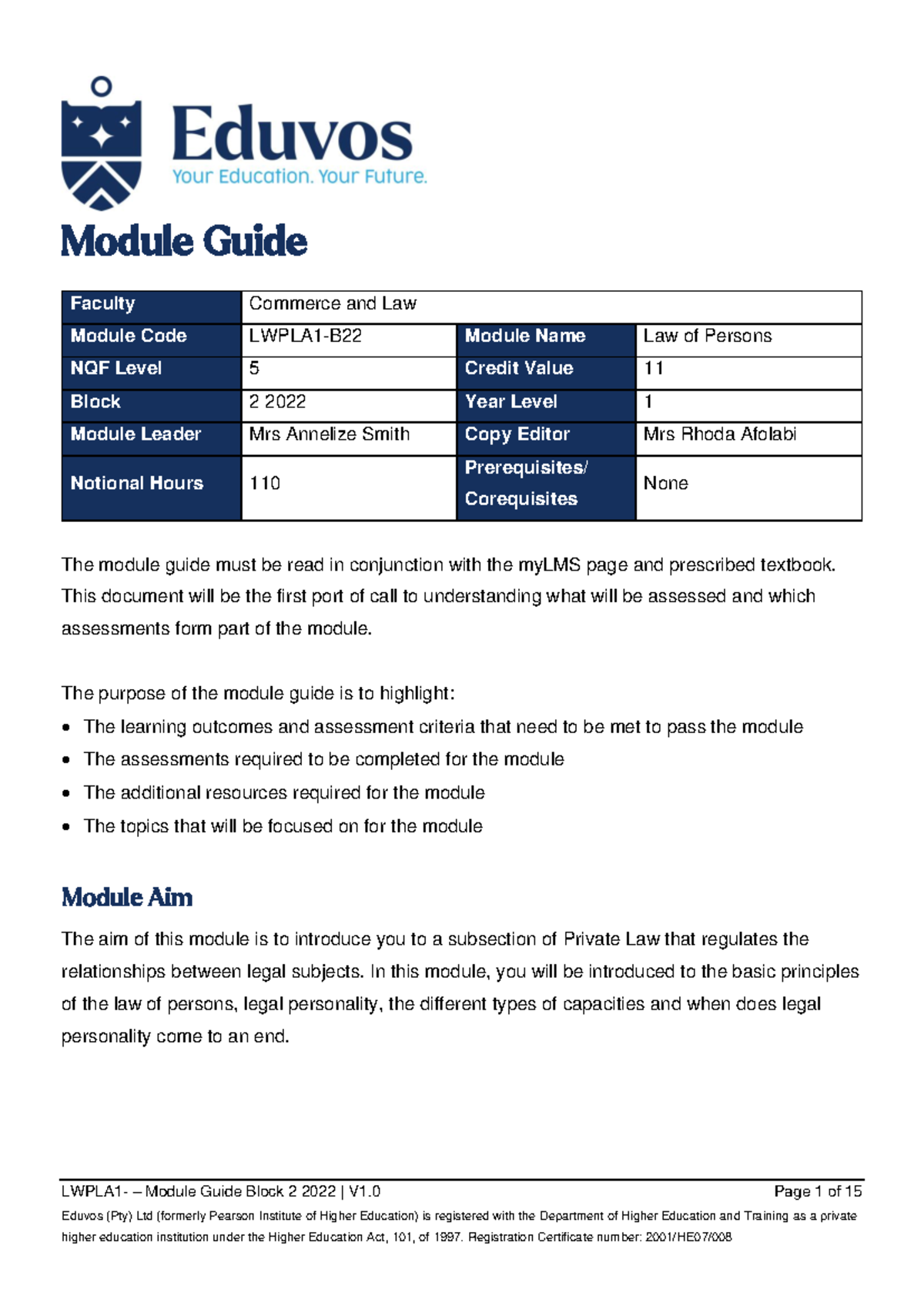 LWPLA1-B22 - Law of Persons Module Guide Block 2 2022 (Version 1) - Studocu
