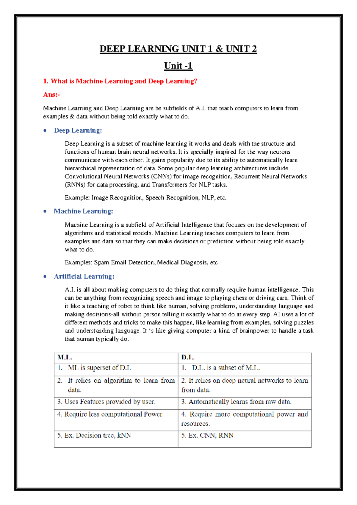 DL Insem Notes: Understanding Deep Learning & Machine Learning Concepts ...