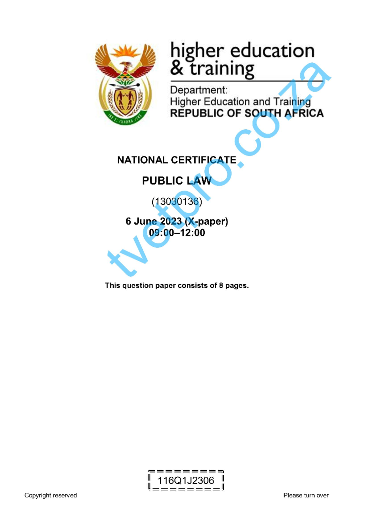 2023 N1400 Public Law N6 Final Exam Question Paper - Studocu