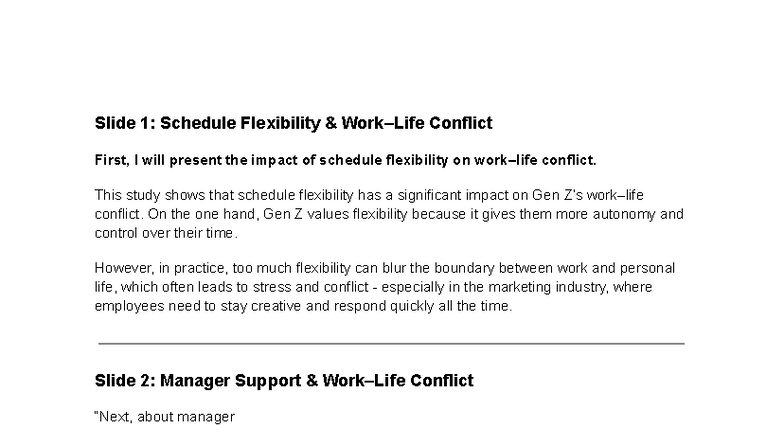 RMB Presentation: Impact of Flexibility & Manager Support on Conflict ...